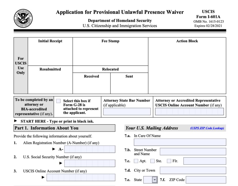 Forms I-601, I-601A - Applying For a Waiver of Inadmissibility