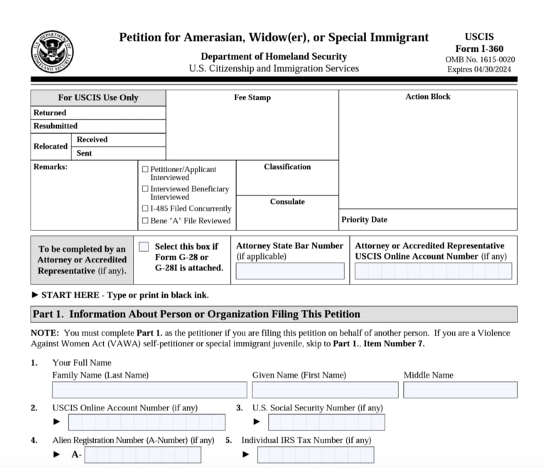 Form I-360 Widow(er) Guide, Explained