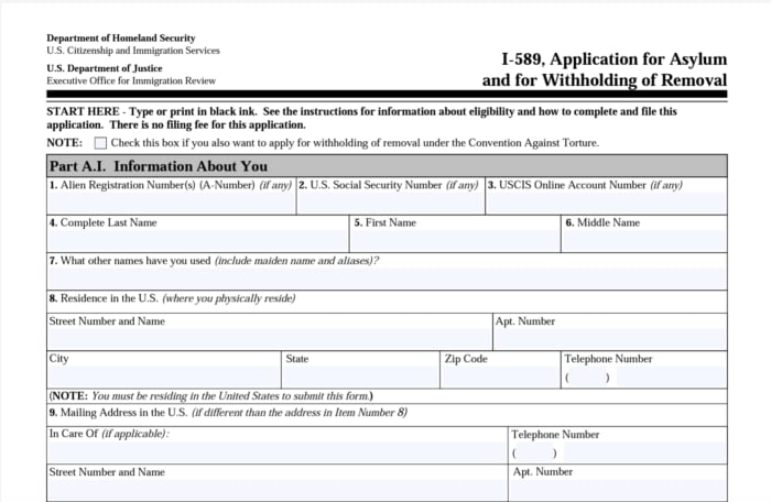 Form I-589, Explained - Asylum and for Withholding of Removal