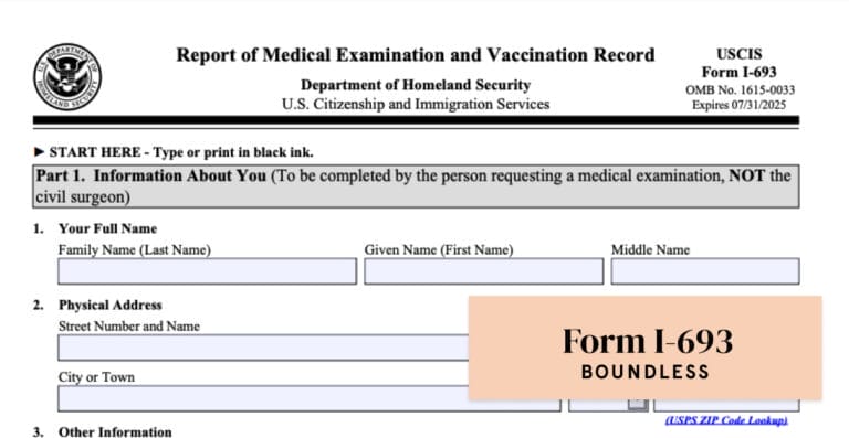 Form I-693 - Medical Examination and Vaccination Record